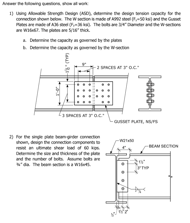 Solved Answer the following questions, show all work: 1) | Chegg.com