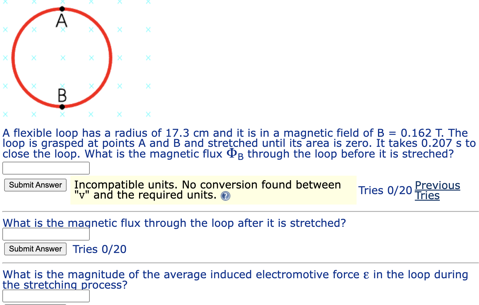 Solved A flexible loop has a radius of 17.3 cm and it is in | Chegg.com