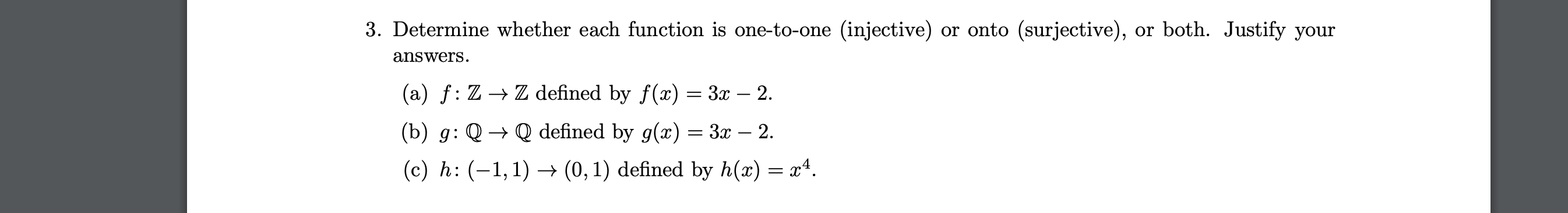 Solved 3 Determine Whether Each Function Is One To One