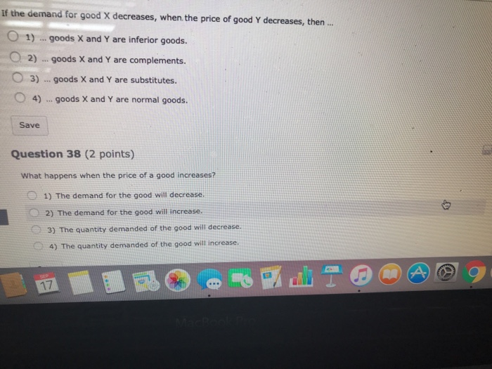 Solved If the demand for good X decreases, when the price of | Chegg.com