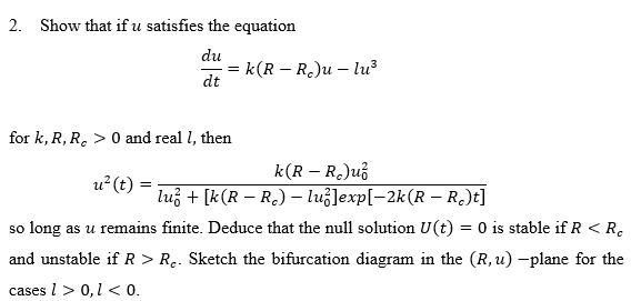 Solved 2. Show that if u satisfies the equation du = kR - | Chegg.com