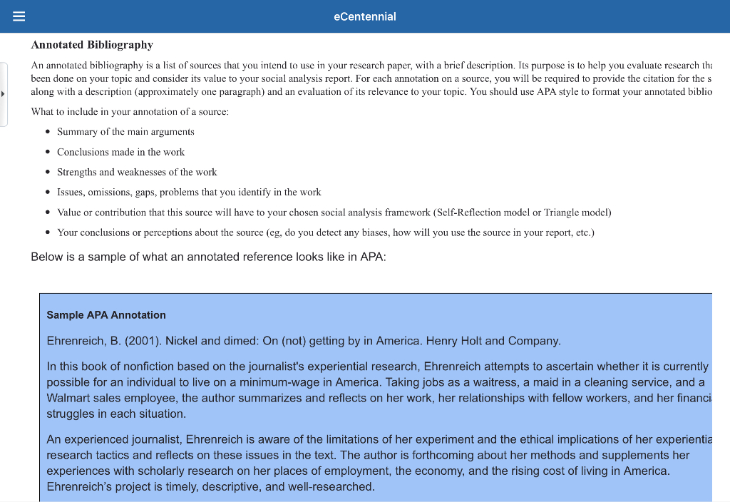 eCentennial Assignment Instructions The social | Chegg.com