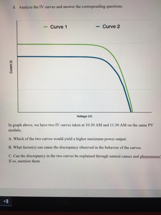 Solved Analyze the IV curves and answer the corresponding | Chegg.com