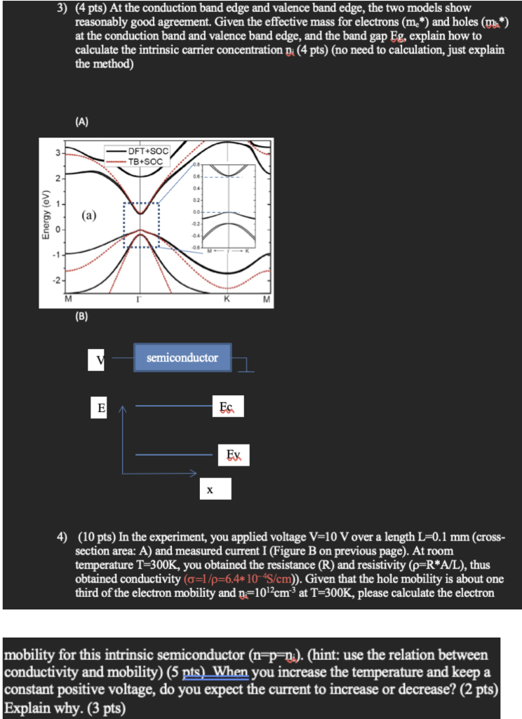 Solved 3) (4 pts) At the conduction band edge and valence | Chegg.com