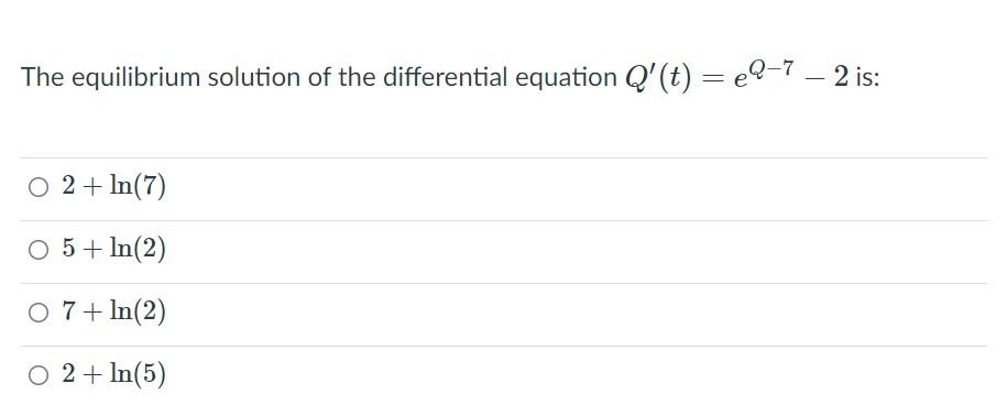 Solved The equilibrium solution of the differential equation | Chegg.com