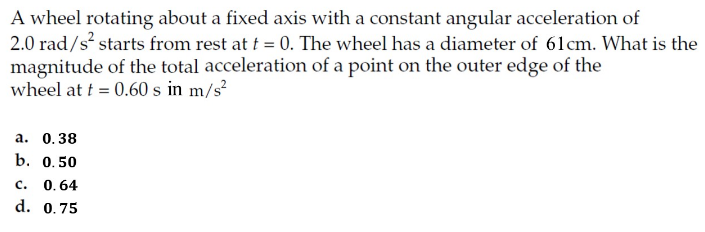 Solved A wheel rotating about a fixed axis with a constant | Chegg.com