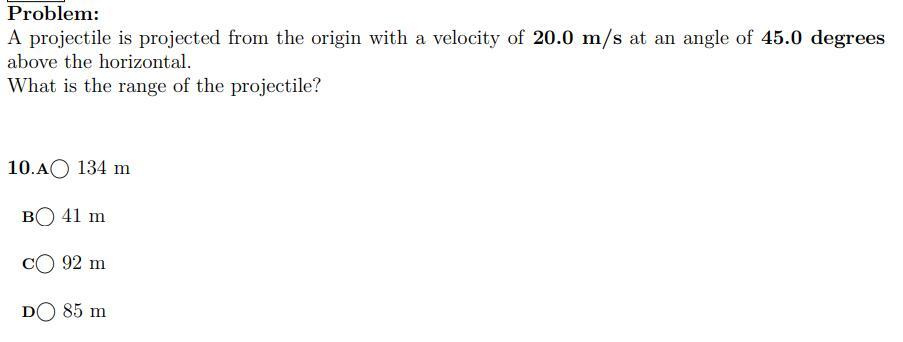 Solved Problem: A projectile is projected from the origin | Chegg.com