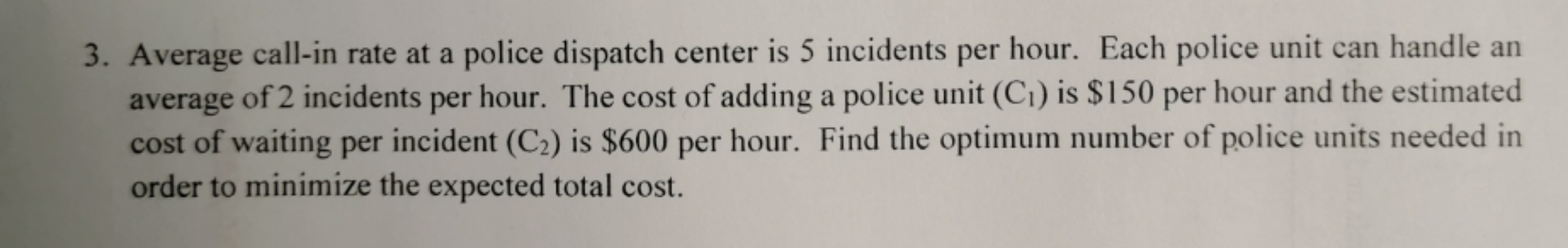 3. Average call-in rate at a police dispatch center | Chegg.com