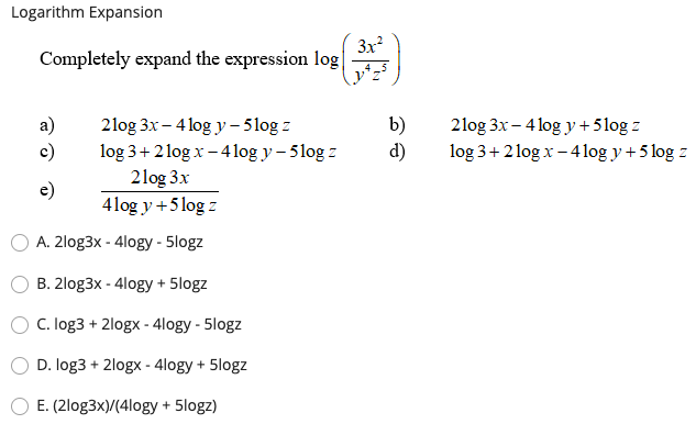 Solved Logarithm Expansion 3x2 Completely expand the | Chegg.com