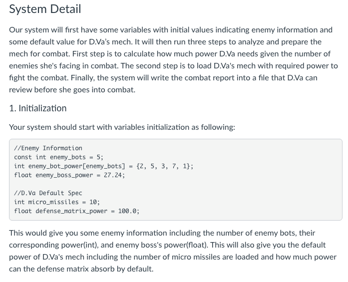Solved D.Va's Mech System D.Va is a former professional | Chegg.com
