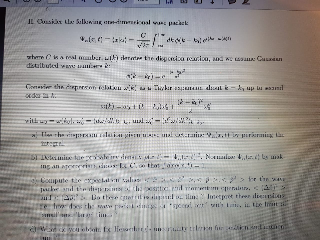 Solved 14 II. Consider the following one-dimensional wave | Chegg.com