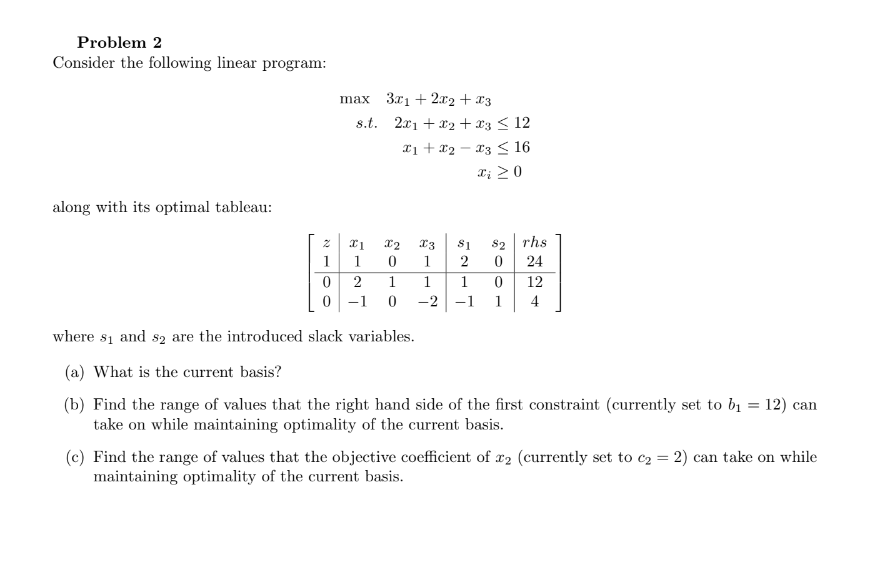 Problem 2 Consider the following linear program: | Chegg.com