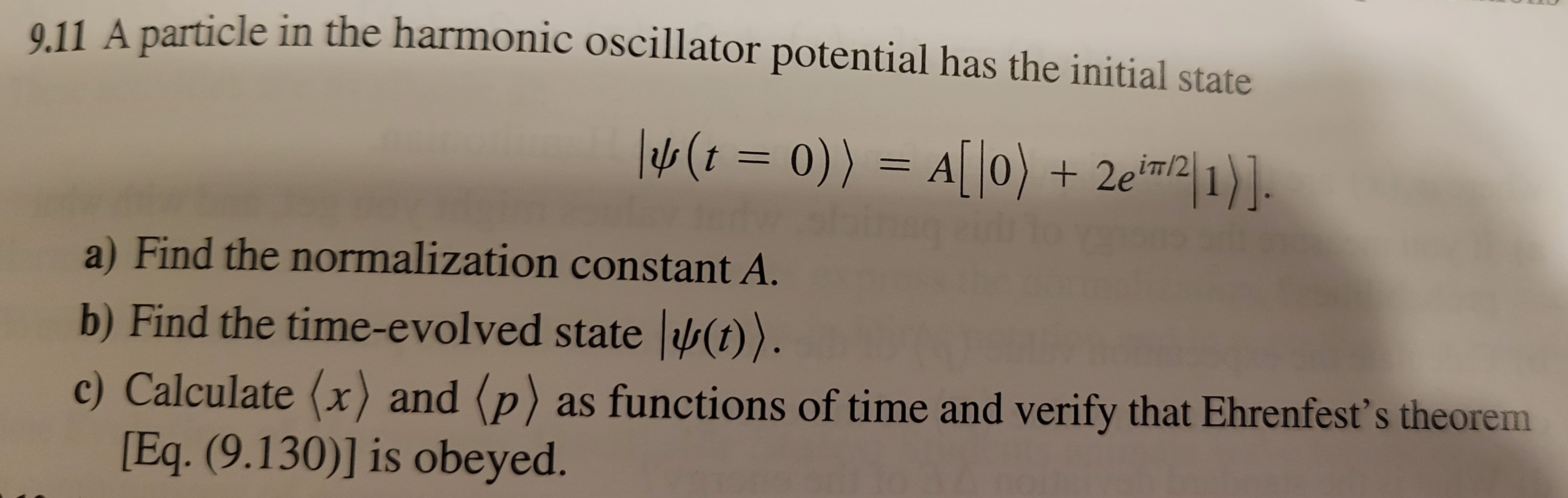 9.11 ﻿A particle in the harmonic oscillator potential | Chegg.com