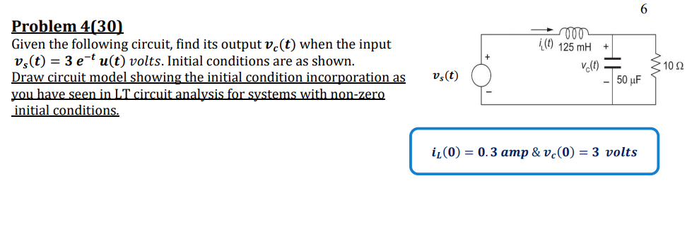 Solved Problem 4(30) Given the following circuit, find its | Chegg.com