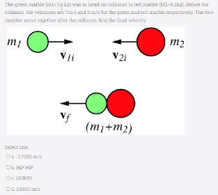 Solved The creen marble (m1= 3.kg) was in head-on collision | Chegg.com