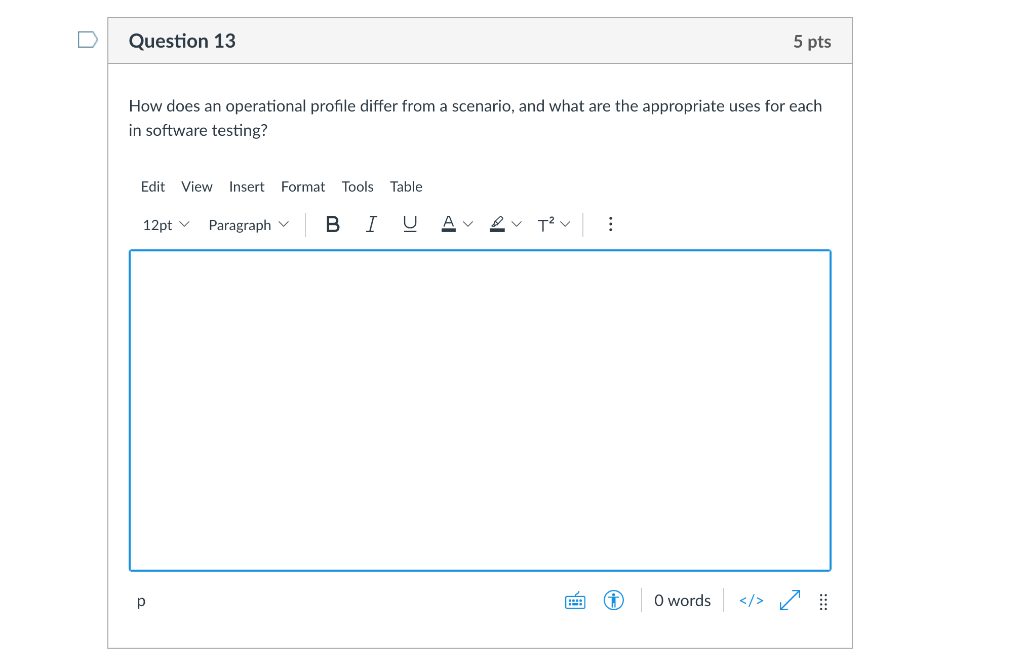 Solved n Question 13 5 pts How does an operational profile | Chegg.com