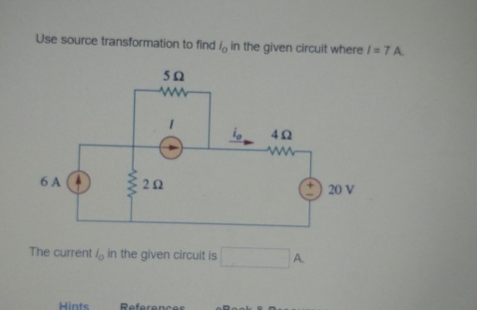Solved Use source transformation to find io in the given | Chegg.com