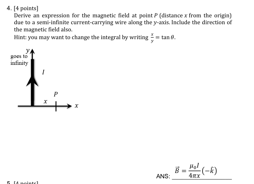 Solved 4. [4 points] Derive an expression for the magnetic | Chegg.com