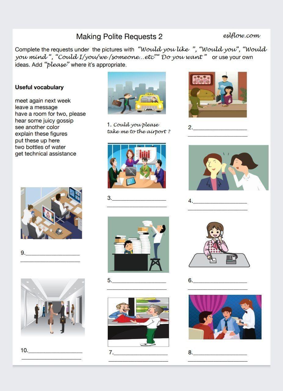 Solved Making Polite Requests 2 esiflow.com Complete the | Chegg.com