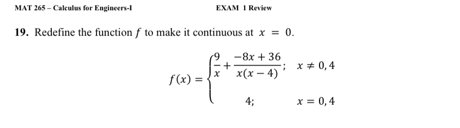 Solved MAT 265 - ﻿Calculus for Engineers-IEXAM 1 | Chegg.com