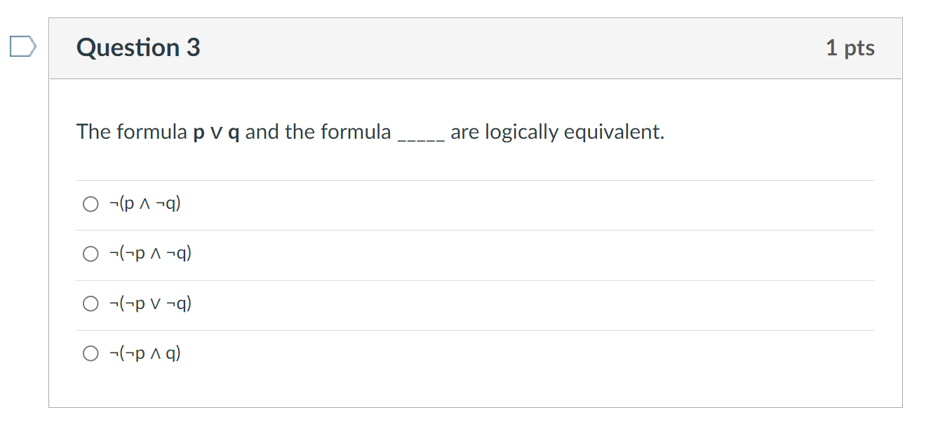 Solved The formula p∨q and the formula are logically | Chegg.com