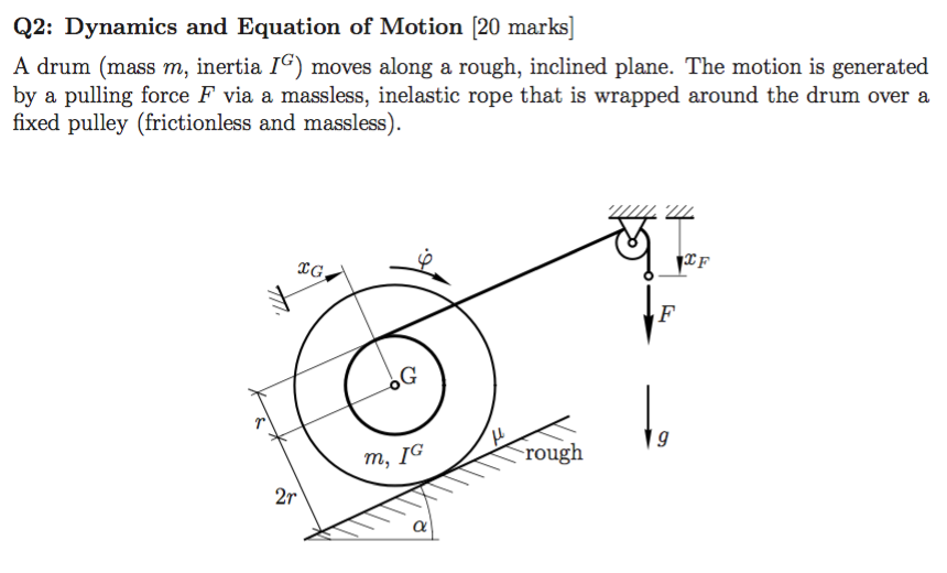 Solved Q2: Dynamics and Equation of Motion [20 marks] A drum | Chegg.com