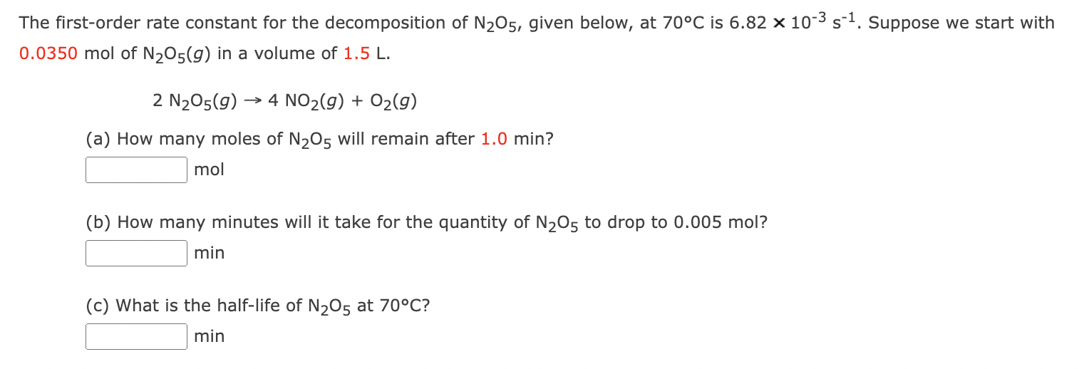 [Solved]: The first-order rate constant for the decomposit