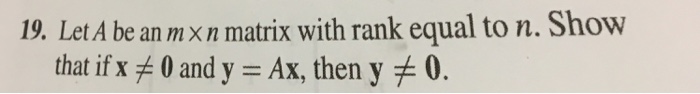 Solved Let A be an m times n matrix with rank equal to n. | Chegg.com