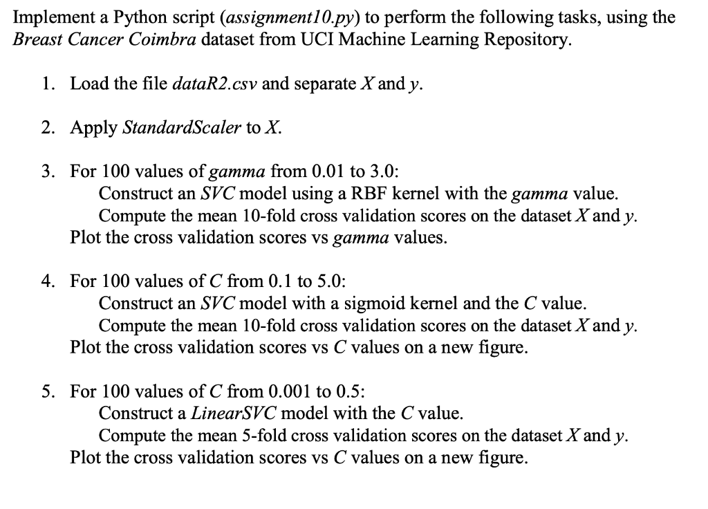 Implement a Python script (assignment10.py) to | Chegg.com