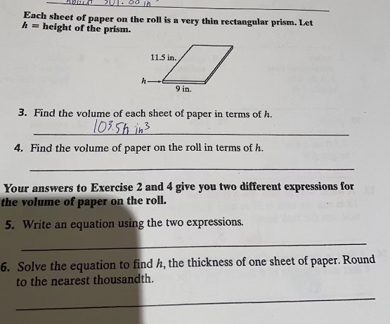 Solved Each sheet of paper on the roll is a very thin | Chegg.com