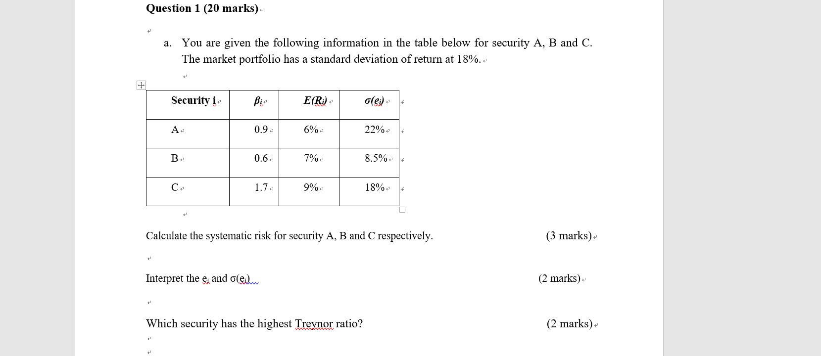 Solved Question 1 (20 marks) a. You are given the following | Chegg.com