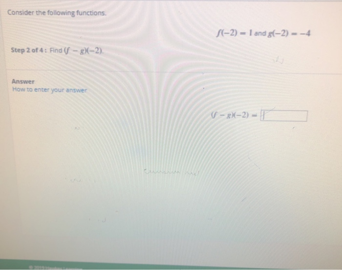 Solved Consider the following functions. -2)-I and gl-2)-4 | Chegg.com
