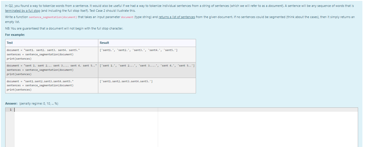 Solved In Q2, you found a way to tokenize words from a | Chegg.com