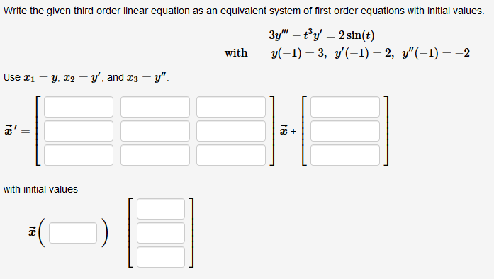 Solved Write the given third order linear equation as an | Chegg.com