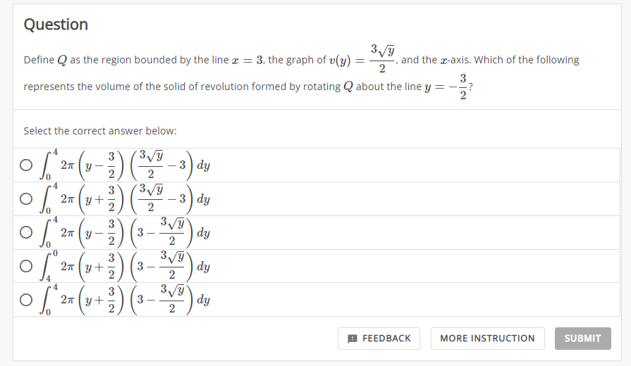 Solved Define Q as the region bounded by the line x=3, the | Chegg.com