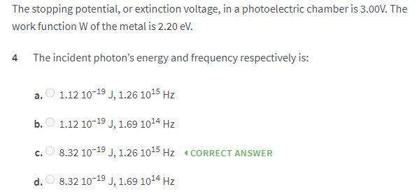 Solved The stopping potential, or extinction voltage, in a | Chegg.com