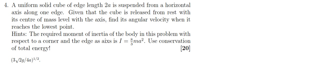 Solved A uniform solid cube of edge length 2a ﻿is suspended | Chegg.com