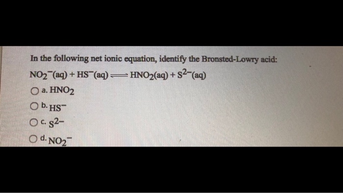 Solved In the following net ionic equation, identify the | Chegg.com
