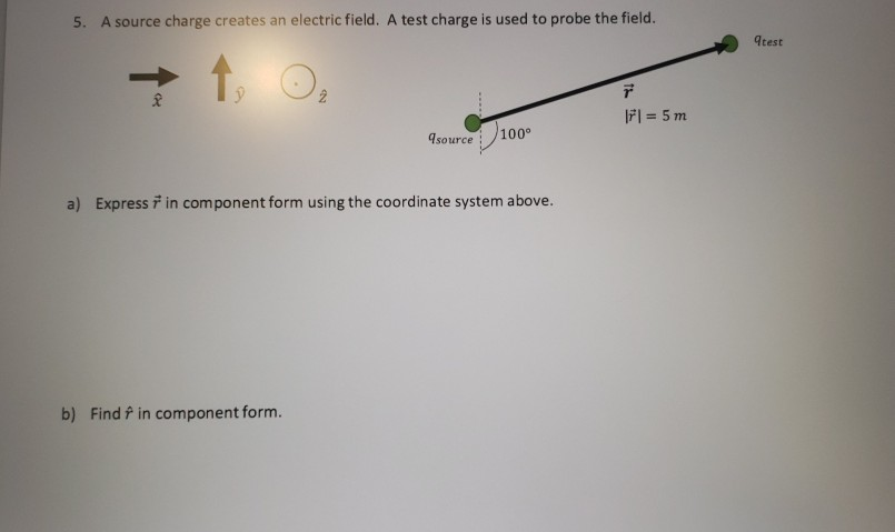 Solved 5. A source charge creates an electric field. A test | Chegg.com