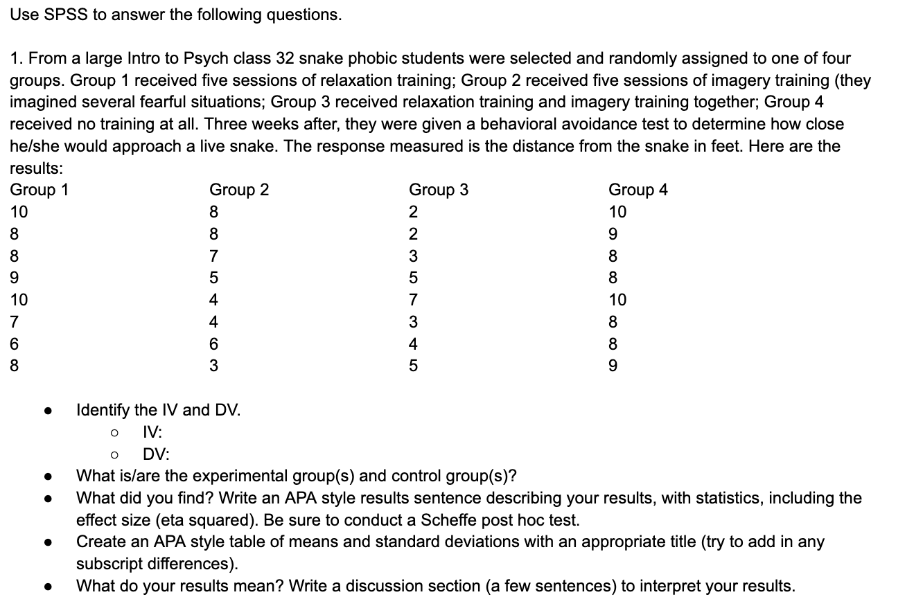 Solved Use SPSS to answer the following questions. 1. From a | Chegg.com