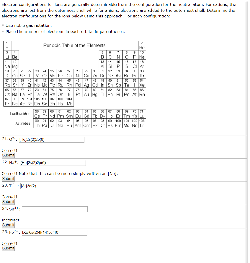 Solved Write electron configurations for the following | Chegg.com