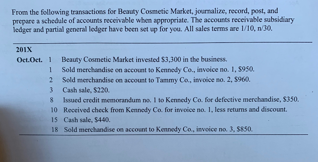 Solved From the following transactions for Beauty Cosmetic | Chegg.com