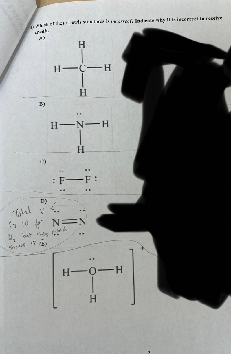 Solved 4) Which of these Lewis structures is incorrect? | Chegg.com