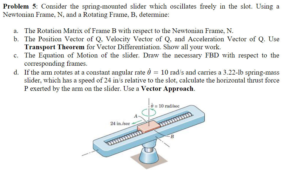 Problem 5: Consider the spring-mounted slider which | Chegg.com