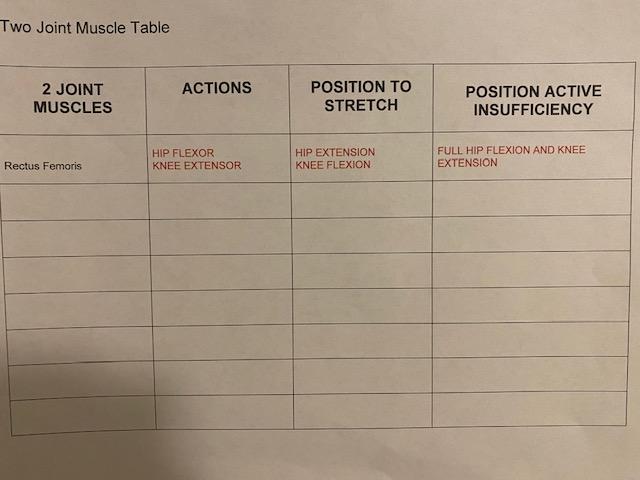 Solved Two Joint Muscle Table ACTIONS 2 JOINT MUSCLES | Chegg.com