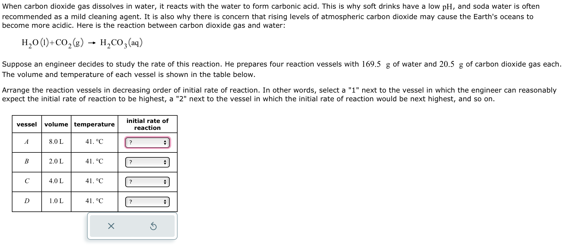 Solved When carbon dioxide gas dissolves in water, it reacts | Chegg.com