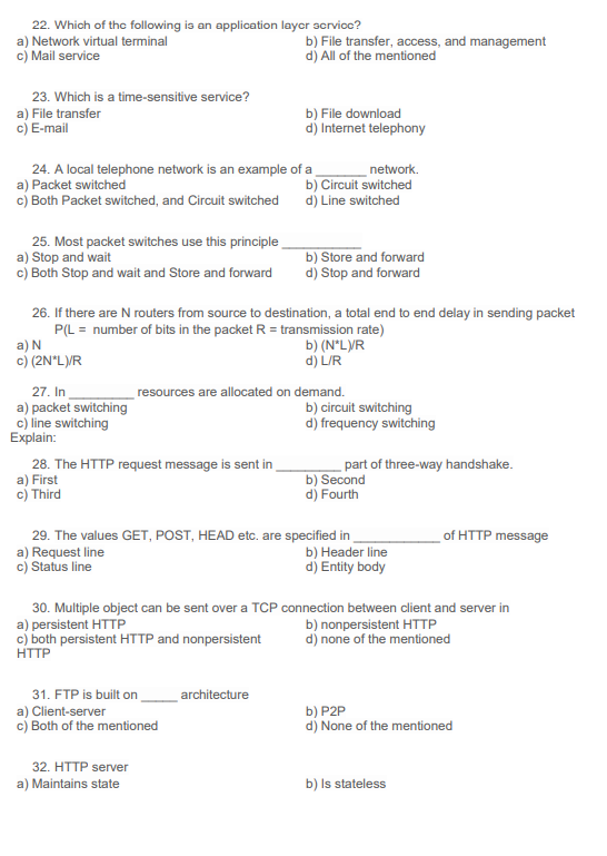 Solved 22. Which of the following is an application layer | Chegg.com