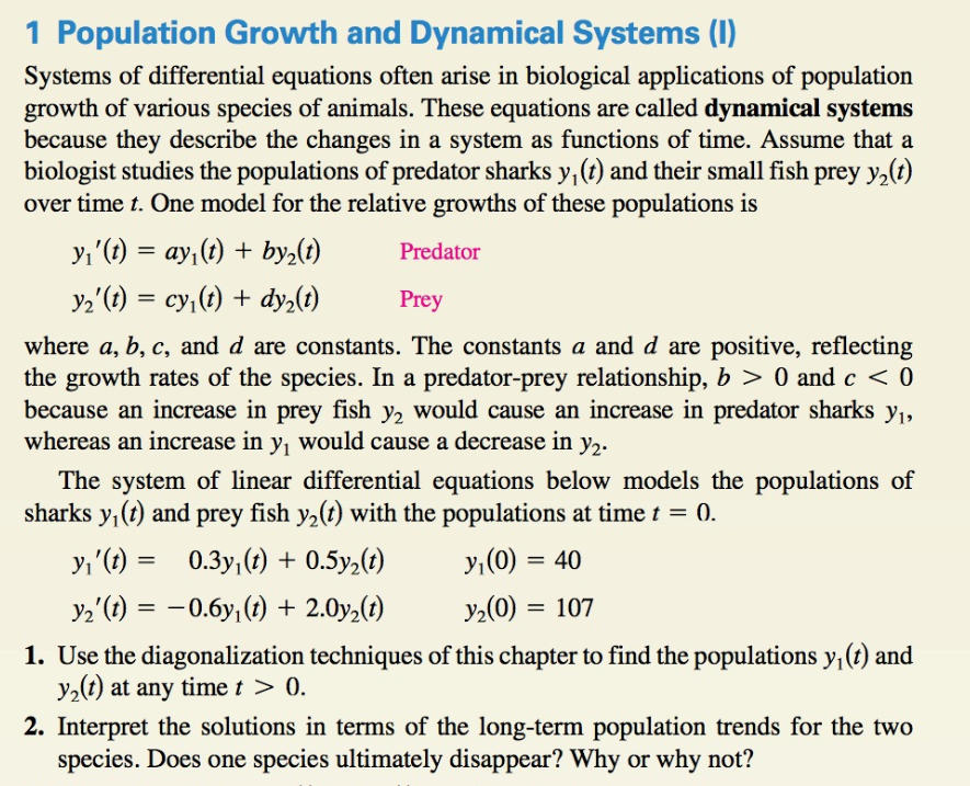 Solved 1 Population Growth and Dynamical Systems (1) Systems | Chegg.com