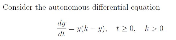 Solved Consider the autonomous differential equation dy dt = | Chegg.com