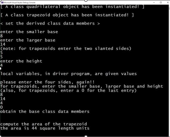 Solved Create a class entitled Trapezoid . The class has | Chegg.com